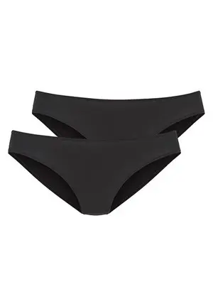 LASCANA 2 Pk Basic Hipster Panties Black