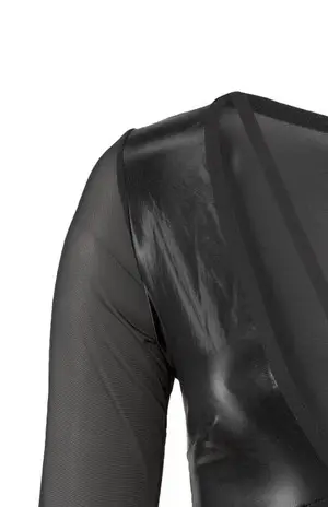 LASCANA Faux Leather And Mesh Top