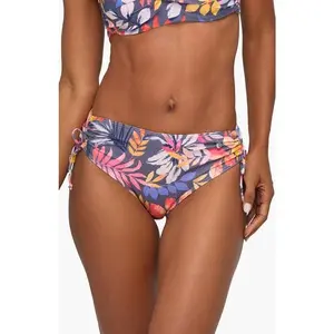 LASCANA Tropical Print Mid-rise Bikini Bottom - Grey Printed