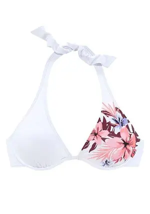 LASCANA Floral Print Underwire Bikini Top - Cream Multi