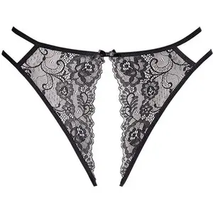 LASCANA Lace Open Brief - Black