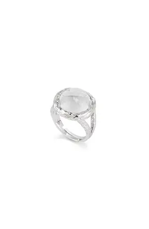 RETRO CHIC Crystal-adorned Ring - Silver & Crystal Clear
