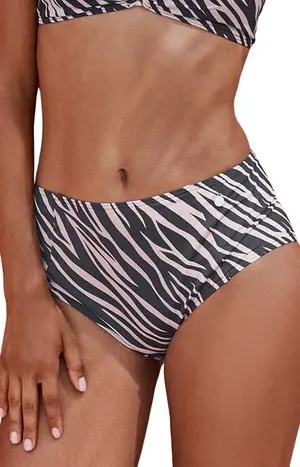 LASCANA Animal Print High-waisted Bikini Bottom - Black Printed