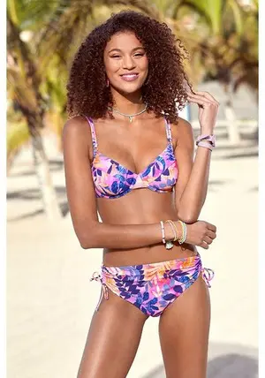 LASCANA Tropical Print Underwire Bikini Top - Pink-printed