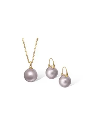 RETRO CHIC Necklace And Earrings Set - Pink