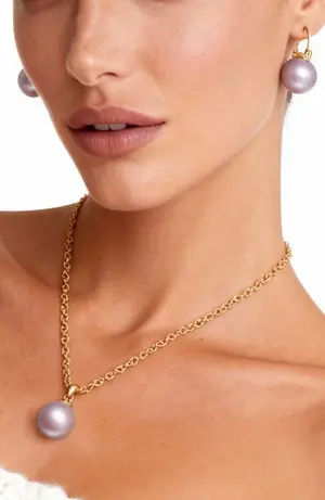 RETRO CHIC Necklace And Earrings Set - Pink