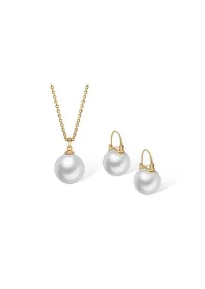 RETRO CHIC Necklace And Earrings Set - White