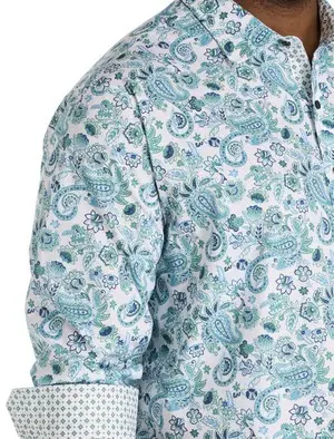 SYNRGY BY DXL Big & Tall Large Paisley Sport Shirt - White Multi