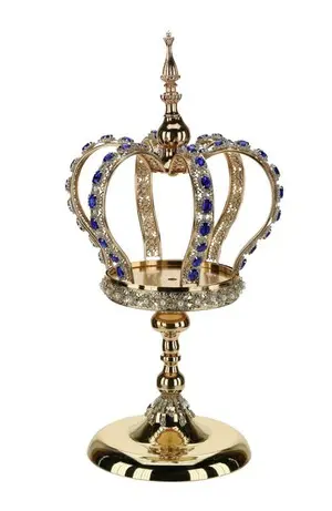 MARK ROBERTS Jeweled Royal Crown Pedestal - Shiny Dark Blue