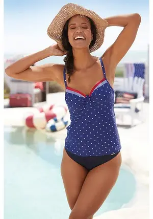 LASCANA Striped Polka Dot Tankini Top