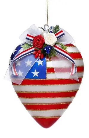 MARK ROBERTS Stars And Stripes Heart Ornament - Red