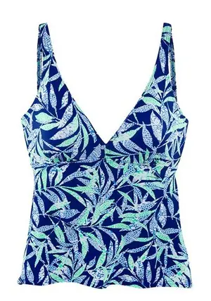 LASCANA Tropical Print Underwire Tankini Top - Blue-printed - 32b