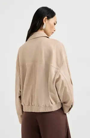 Brunello Cucinelli Leather Shirt Jacket - Beige