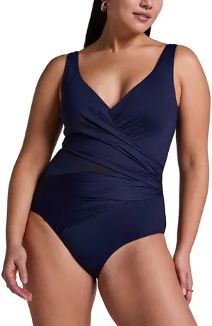Hunkemoller Shaping Mesh One Piece Swimsuit - Evening Blue