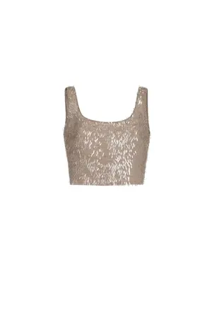 Brunello Cucinelli Cropped Top With Embroidery - Rope