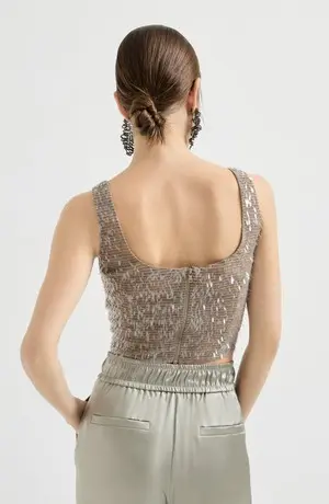 Brunello Cucinelli Cropped Top With Embroidery - Rope