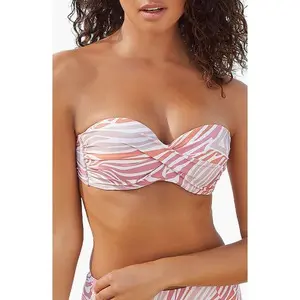 LASCANA Zebra Print Bandeau Bikini Top - Orange Multi