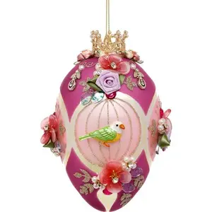 MARK ROBERTS Faberge Jewel Egg Ornament - Pink