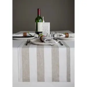 SOLINO HOME Linen Table Runnercabana Stripe - Natural And White
