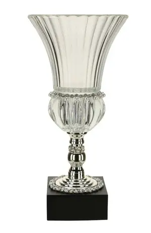 MARK ROBERTS Jeweled Ribbed Pedestal Vase - Silver