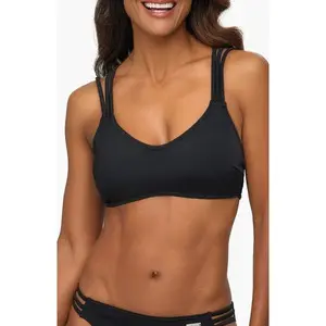 LASCANA Strappy Scoop Bikini Top - Black
