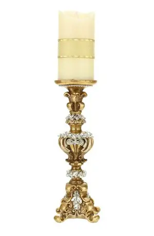 MARK ROBERTS Jeweled Footed Candleholder - Gold