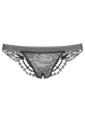 LASCANA Embroidered Lace Thong - Black