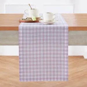 SOLINO HOME Linen Table Runnergingham Check Lilac