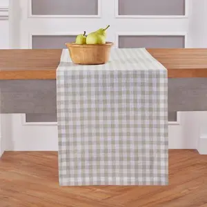 SOLINO HOME Linen Table Runnergingham Check Natural