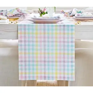 SOLINO HOME Linen Table Runnergingham Check Pastel Gingham