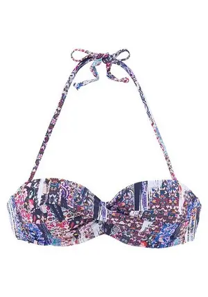 LASCANA Wire Bandeau Bikini Top - Dark Blue Multi