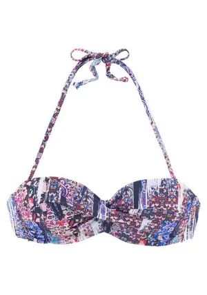 LASCANA Wire Bandeau Bikini Top - Dark Blue Multi