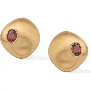 RETRO CHIC Garnet Earrings - Gold & Red