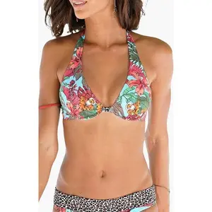 LASCANA Tropical Underwire Bikini Top - Turquoise Print