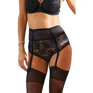 LASCANA Lace High Waisted Bikini Brief - Black