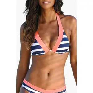 LASCANA Striped Underwire Bikini Top - Navy Striped