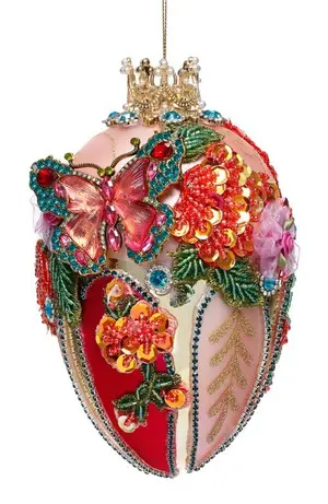 MARK ROBERTS Faberge Jewel Egg Ornament - Light Pink