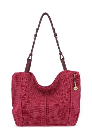 THE SAK Los Feliz Medium Crochet Tote Bag - Black Cherry Static