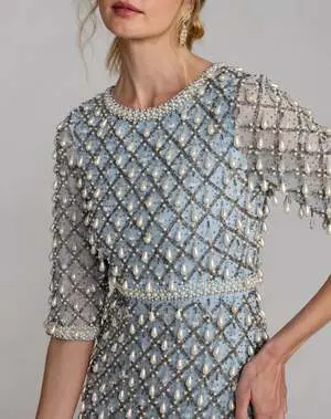 MAC DUGGAL COLLECTION Embellished 3/4 Sleeve Gown