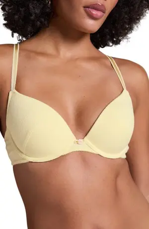 Hunkemoller Pointelle Padded Underwired Bra - Pastel Yellow