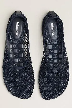 Lola Cruz Mesh Ballet Flats - Navy