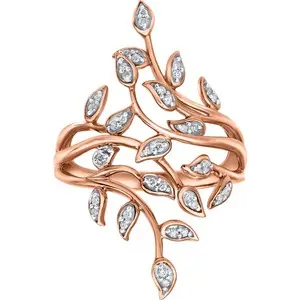 LUVMYJEWELRY Aurora Leaf Diamond 14k Gold Ring - 14k Rose Gold