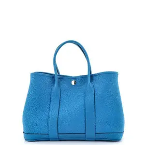 Hermès Garden Party 30 Tote Leather Blue