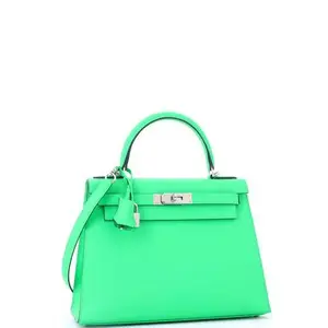 Hermès Kelly Handbag 28 Green Epsom With Palladium Hardware - Vert Comics