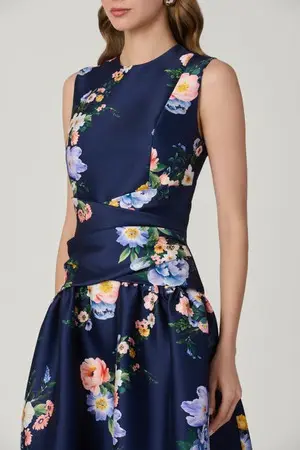 Shoshanna Floral Mikado Ankle Length Dress