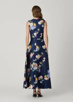 Shoshanna Floral Mikado Ankle Length Dress