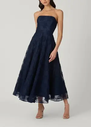 Shoshanna Embroidered Mesh Strapless Evening Dress