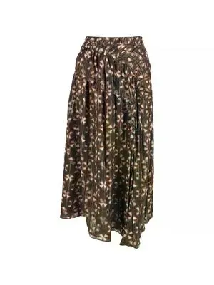 Ulla Johnson Printed Ruffle Midi Skirt
