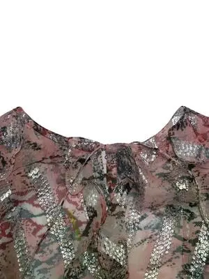 IRO PARIS Floral Metallic Open-back Blouse