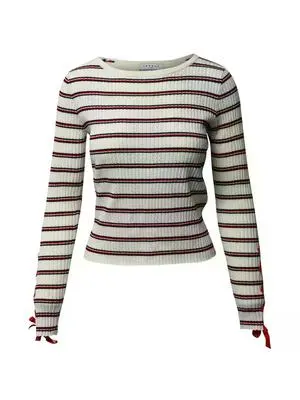 Sandro Striped Ribbon-tie Knit Top